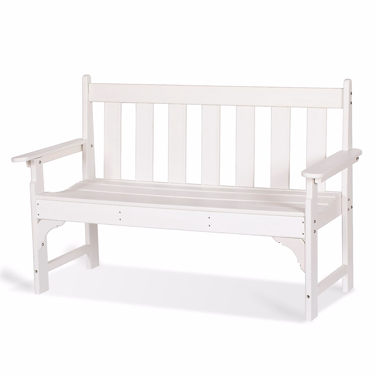 nalone Outdoor Bench, HDPE All Weather Patio Bench Load up to 800 Lbs, 2-Person Garden Bench Rot-Proof Fade Proof for Patio, Porch, and Park (White)