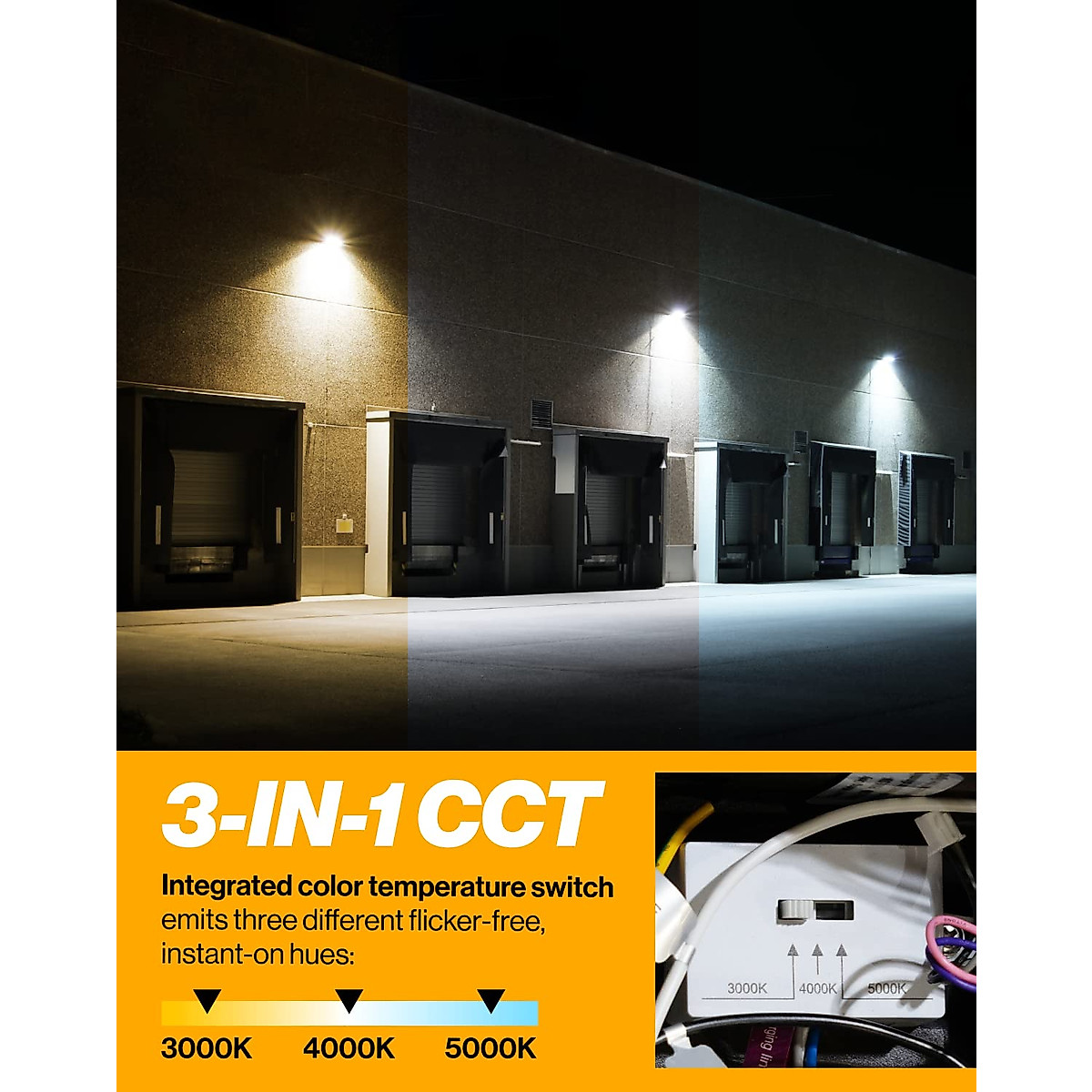 Sunco 80W LED Wall Pack Outdoor Industrial Dimmable Waterproof Commercial Grade Security Warehouse Super Bright Parking Lot, Selectable CCT 3000K/4000K/5000K, 7600 Lumen, AC120-277V