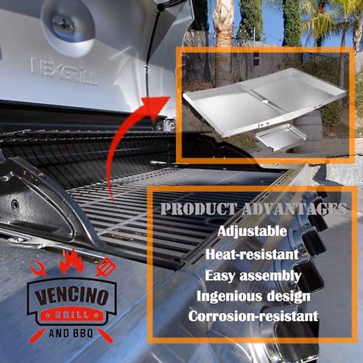 Grease Tray for Gas Grill - Adjustable Drip Pan for 4/5 Burner Models from Nexgrill, Dyna Glo, Expert Grill, Kenmore, BHG and More - Galvanized Steel Grill Replacement Parts(24"-30")