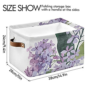Rectangular Storage Boxes,Violet Lilac Branches Isolated On Fabric Storage Bin Organizer,collapsible Storage Basket For Toy,Clothes,books,shelves Basket
