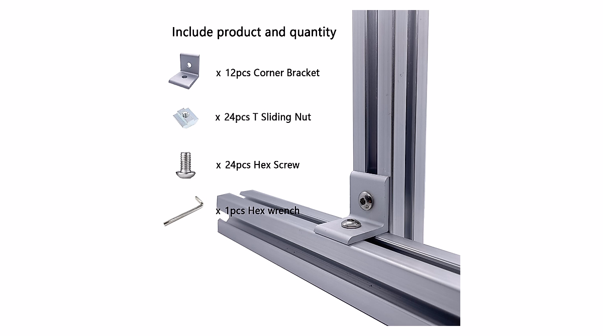 JCSPBYL 12 Set Silver 2020 Series Aluminum Profile Connectors, 12pcs L ...