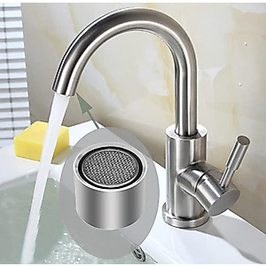 4 Piece Kitchen and Bathroom Faucet Aerators, 2 Pcs Aerator Filter Replacement Parts with Brass Housing 55/64" 22mm Female Bathroom Aerator Faucet Filter with Washer for Kitchen and Bathroom