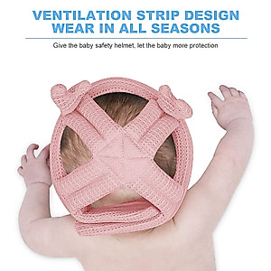 RONGXG Baby Adjustable Helmet Toddler Head Protector Hat Safety Helmet Infant Walker Bumper Hat Kids Headguard Baby Head Cap Kids Head Cushion Bonnet for Baby Age 6 Months to 5 Years, Pink, One Size