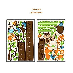 COVPAW® Wall Stickers Height Chart Measure Scale Decor Zoo Animal Owl Tree Growth Chart Kids Nursery Baby Room