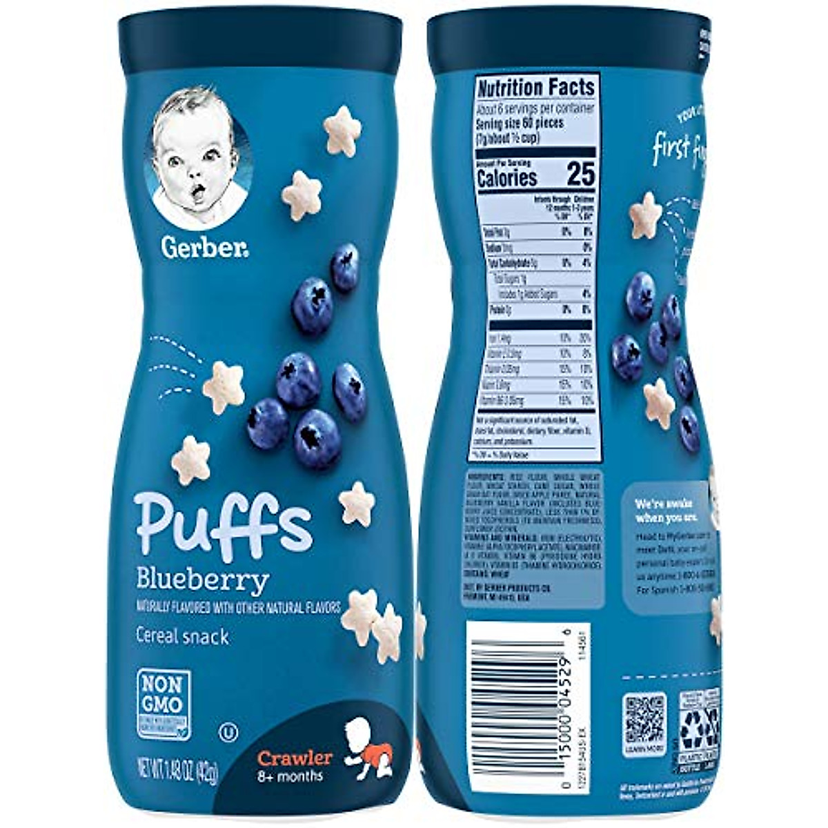 Gerber Graduates Apple Strawberry, Banana, Sweet Potato, Blueberry Puffs /pack of 4 1.48oz