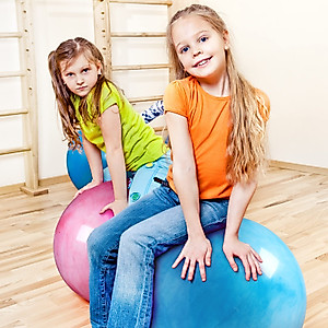 Jadive 2 Pcs 24 Inch Marbleized Bouncy Balls Giant Bouncing Balls Large Size Playground Huge Ball Rubber Sensory Balls with Air Pump for Kids Beach Play Toys Indoor Outdoor Activities, Red, Blue