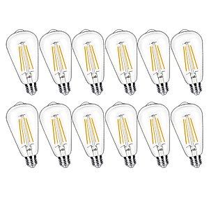 winsaLED 12 Pack 100 Watt Equivalent LED Edison Bulbs, 9W LED Light Bulbs, 2700K Soft Warm with E26 Standard Base, 120V Not-Dimmable, CRI 90, Flicker Free