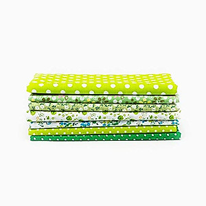 7Pcs Cotton Quilting Fabric,Sewing Craft Precut Fabric Scrap for DIY Sewing Craft (Blue) (Color : Green)