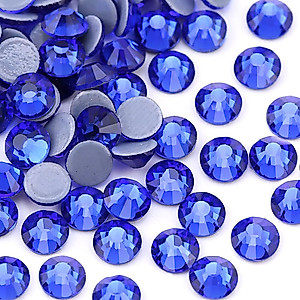Jollin Hot Fix Crystal Flatback Rhinestones Glass Diamantes Gems 6.4mm(30ss 288pcs, Sapphire)