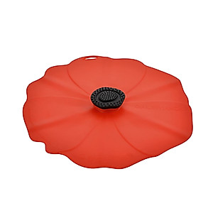 Charles Viancin - Poppy Lid Red Gift-Box - Set of 4 Silicone Lids for Food Storage and Cooking - 11''/28cm + 9''/23cm + 6''/15cm + 4''/10cm - Airtight Seal on Any Smooth Rim Surface