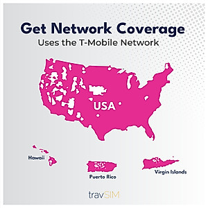 travSIM eSIM USA | T-Mobile Network | Unlimited Data, Calls & Texts in The USA | e SIM Card USA Works on eSIM Compatible iOS & Android Devices | eSIM Card USA 30 Days