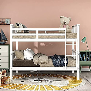 STP-Y Twin Over Twin Bunk Bed with Trundle, Solid Wood Bunk Beds for (White) (Color : White, Size : Full Over Full)
