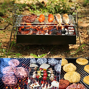Camping Grill, Grills for Camping Folding & Lightweight Steel Mesh Barbecue Grill Tool, Portable Camping Grill for Outdoor Camping, Cooking, Hiking, Tailgating, Backpacking & Party