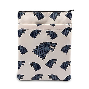 HOLLP Thrones Inspired Book Sleeve Thrones Fans Gift House Targaryen/Stark Gift for Girlfriend Boyfriend Waterproof Zipper Pouch (Stark)
