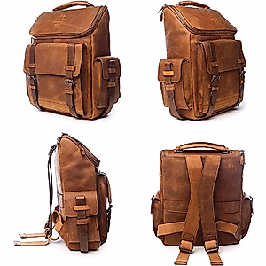 VELEZ 9.5 Mens Brown Business Casual Sneakers + Top Grain Leather Backpack for Men Brown Designer Bookbag Business Casual Shoulder Bag