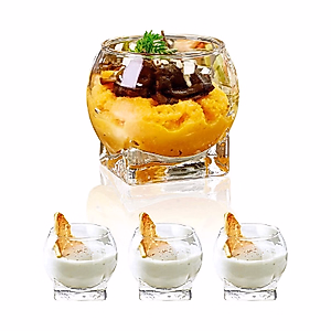 AEFPOYMXU Glass Cute Dessert Bowls Set of 4 Clear Ice Cream Cups Small Dessert Bowls Sundae Bowls for Kitchen Prep Snack Dessert Dishwasher Safe（200ML）