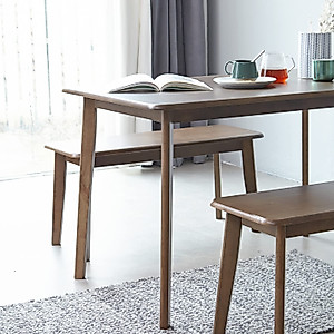 Livinia 3-Piece Dining Table Set, Canberra 47.2" Table (Walnut) Canberra 37.4" Dining Bench (Walnut) Set