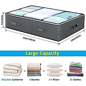 Budding Joy 90L Under Bed Storage Containers, Closet Organizers and Storage Bins, Underbed Storage Bags with Clear Window for Blankets, Sheets, Pillows, Dorm Room, Holiday Wrapping Paper Storage