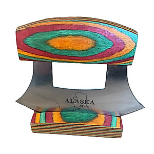Inupiat Alaskan Cutlery Ulu Knife Exotic Colored Wood w/Etched Map