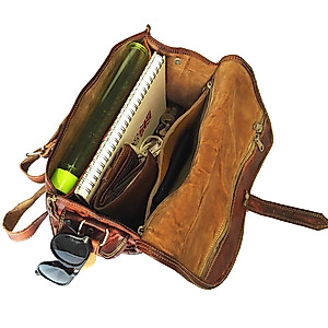 Madosh, Men's Genuine Leather Duffle Camera Bag Shoulder Crossbody Gym Sports Handmade Bag