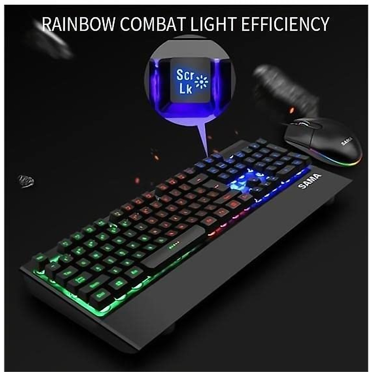 SAMA HJ9525 RGB Gaming Mechanical Keyboard and Mouse Set Wired 108 Keys Computer Keyboard and RGB Mouse Black