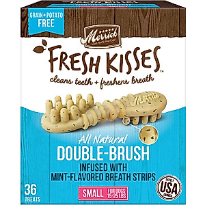 Aurora Pet Variety Pack (2) Merrick Fresh Kisses Double-Brush Small Dental Dog Treats (1) Coconut + Botanical Oils (1) Mint-Flavored Breath Strips with AuroraPet Wipes