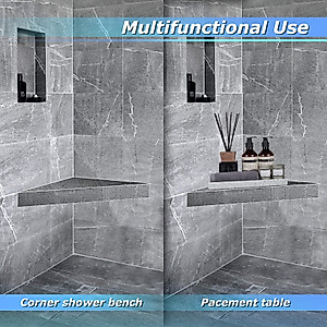 Floating Corner Shower Bench,12"×12"×17" Versatile Versatile Corner Shower Bench Kit, Space Saving, Suitable for Compact Shower Rooms