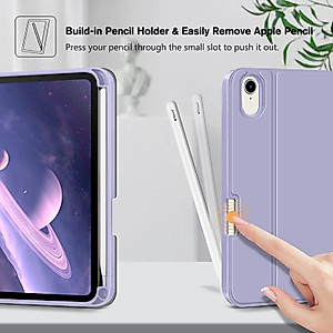FINTIE Keyboard Case for iPad Mini (A17 Pro) 7th Generation 2024 / iPad Mini 6th Gen 8.3 Inch, Soft TPU Back Cover with Magnetically Detachable Wireless Bluetooth Keyboard, Backlight/Lilac Purple