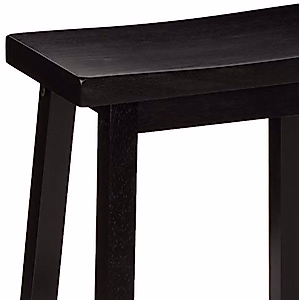 Amazon Basics Solid Wood Saddle-Seat Kitchen Counter-Height Stool - 2-Pack, 24-Inch Height, Black