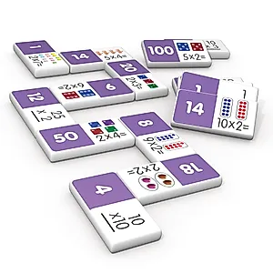 Junior Learning Multiplication Dominoes Game Set, 28 Pieces, Ages 7-9, Math Skills, Grade 2-3