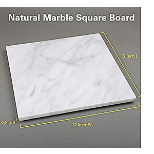 Creative Home Natural Stone White Marble 12” Square Cheese Board, Pastry Board, Cutting Board