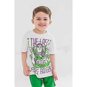 Disney Pixar Lightyear Buzz Lightyear Big Boys T-Shirt and Mesh Shorts Outfit Set Green/White 10-12