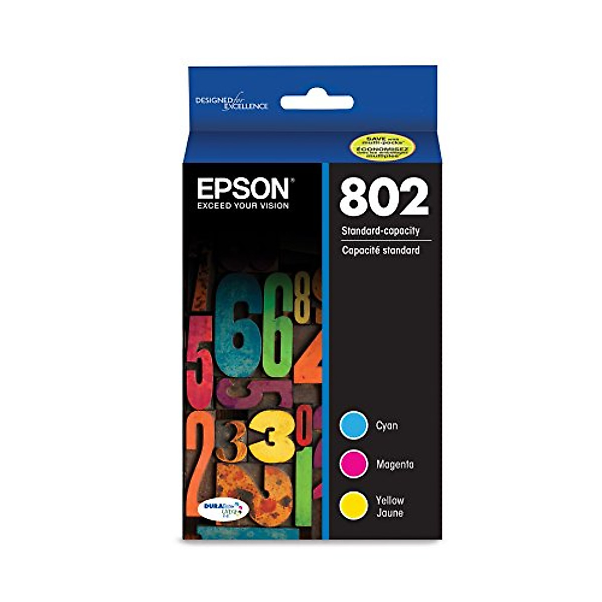 Epson T802520 DURABrite Ultra Color Combo Pack Standard Capacity Cartridge Ink & T802XL120 DURABrite Ultra Black High Capacity Cartridge Ink