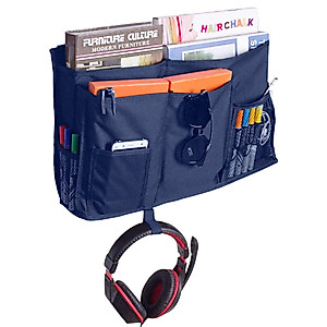 Bunk Bed Organizer, Bedside Storage Caddy Bed Storage Pocket Bedside Organizer Hanging Bunk Organizer for Camp Dorm Room Hospital Bed Rail and More (Navy Blue)