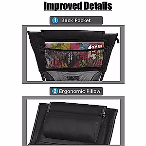 AnYoker Camping Chair, High-Back Compact Backpacking Chair, Portable Folding Chair, Beach Chair with Side Pocket and headrest, Lightweight Hiking Chair 0066ZZ (Black)