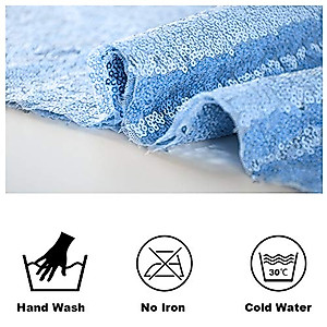 Fabric by The Yard Sequin Fabric Glitter Fabric Shower Curtain Lining Fabric by The Yard for Dress Clothing DIY Sewing Material (2 Yards, Blue)