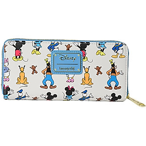 Loungefly Disney Wallet Mickey Mouse Friends Forward & Backward Print Zip Clutch
