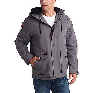 CANADA WEATHER GEAR Men's Winter Coat – Heavyweight Weather Resistant Sherpa Fleece Lined Parka Jacket (M-XXL), Size Large, Charcoal