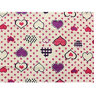 Cotton Flannel Fabric Polka DOTS Hearts Fuchsia / 45" Wide/Sold by The Yard