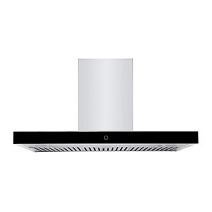 Hauslane Wall Mounted Range Hood 36 Inch WM-739, Powerful Suction, Wall Mount Kitchen Vent, Stainless Steel, Black Glass Panel, 3 Speed Touch Control, Baffle Filter Vented or Ventless 6" Duct