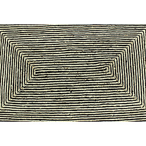 CASAVANI Collection Square Area Rug - 10x10 Feet Black Braided Jute Rug Geometric Kilim Rug Indoor Outdoor Use Carpet Flatweave Rugs for Bedroom Bedside Custom Mat Dining Table Mat
