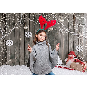 LYWYGG 7X5FT Christmas Backdrop Snow Floor Photo Backgrounds Wooden Wall Photography Backdrops for Child CP-70