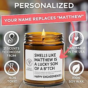PERSONALIZED Engagement Gift For Couples, Happy Engagement Candle, 21 Scents To Choose, Gifts For Newly Engaged Couple, Custom Funny Engagement Gift For Her/Him, Bride To Be Gifts