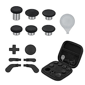 Mcbazel 13 in 1 Metal 6 Swap Thumbsticks Joysticks, 4 Trigger Paddles, 2 D-pads with Adjustment Tool and Carry Case for Xbox One Elite Series 2 Controller - Black