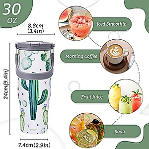 SOMANT 30oz Tumbler with Handle Lid and Straws Stainless Steel Insulated Reusable Double Wall Hot and Cold Beverages Travel Mug Home and Office Water Bottle Thermal Cup gift for kids