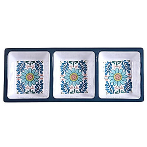 Certified International Talavera Melamine 14.5" x 5.75" 3-Section Relish Tray, Multicolor