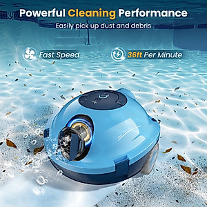 𝙐𝙥𝙜𝙧𝙖𝙙𝙚𝙙 OUCAXIA Cordless Robotic Pool Cleaner, Automatic Pool Vacuum, 90 Mins Runtime & Powerful Suction, Self-Parking, Lightweight, Ideal for Above/In-Ground Pool 65 Feet/1100 Sq.Ft