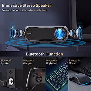 4K UHD TV Home Theater Projector 5G WiFi, Bluetooth, Androrid 2G+16G Wireless Native 1080P Projectors Outdoor Movie Game, with 5000+ Apps, HDMI, USB, Aux Audio,VGA, 15W HiFi Speaker, Zoom,4P Keystone