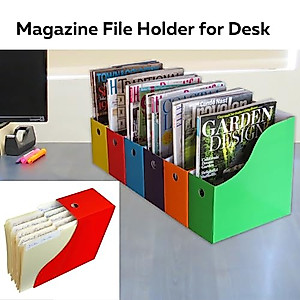 Evelots Magazine File Holder Organizer Box (6, 12, or 24 Pack) Storage for Desk and Shelves Multiple Color Options - Includes Labels for Organization