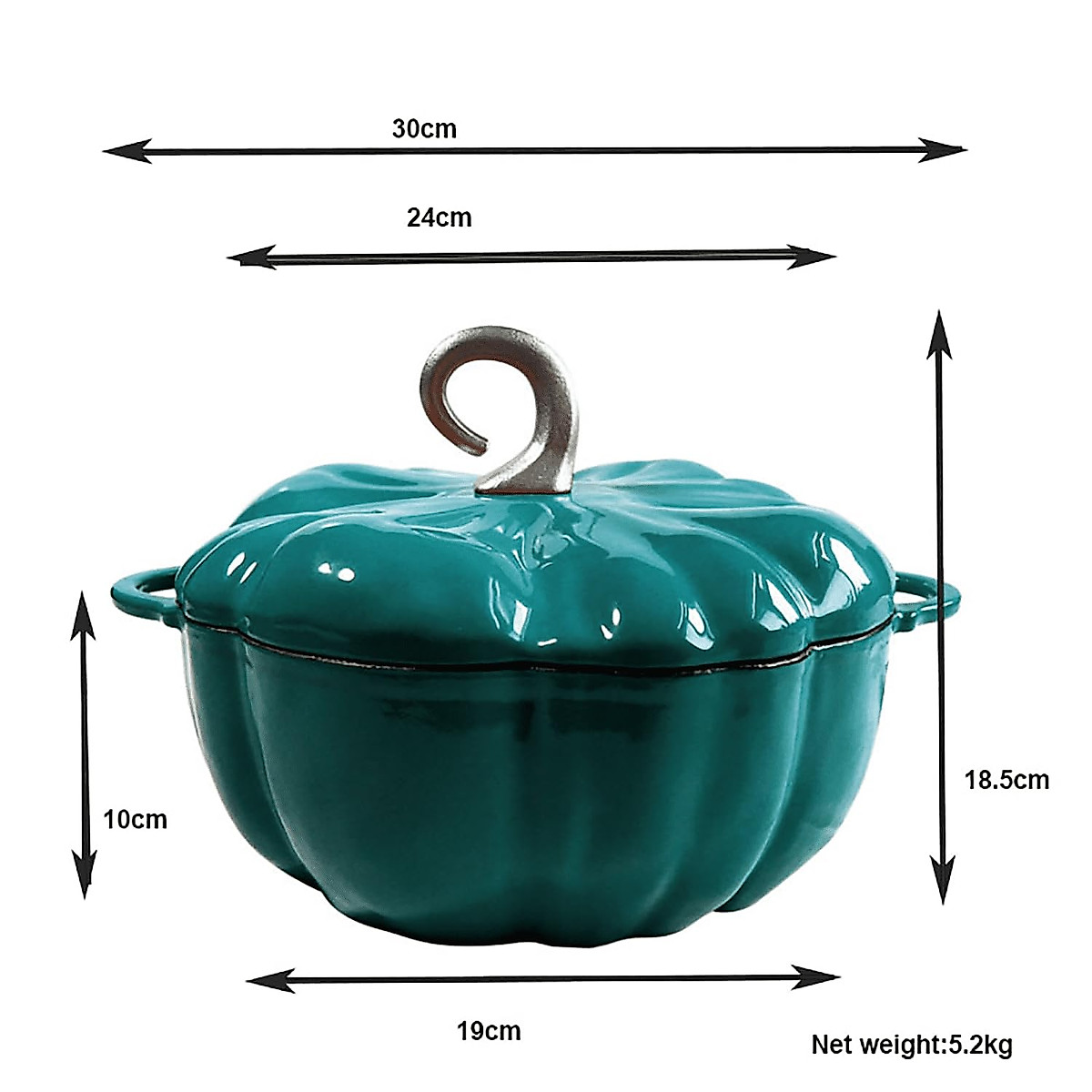 Pumpkin Cast Iron Enamel Stew,Pumpkin Cast Iron Dutch Oven,3.7l Pumpkin Pot Casserole with Lid and Handles,Non-Stick Stew Pot Soup Pot Halloween Cooking Pot for Soup Porridge Stew Gift,Orange